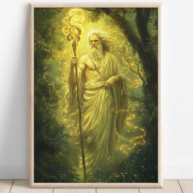 Asclepius Wall Art, God of Medicine and Healing, Greek Gods Poster ...