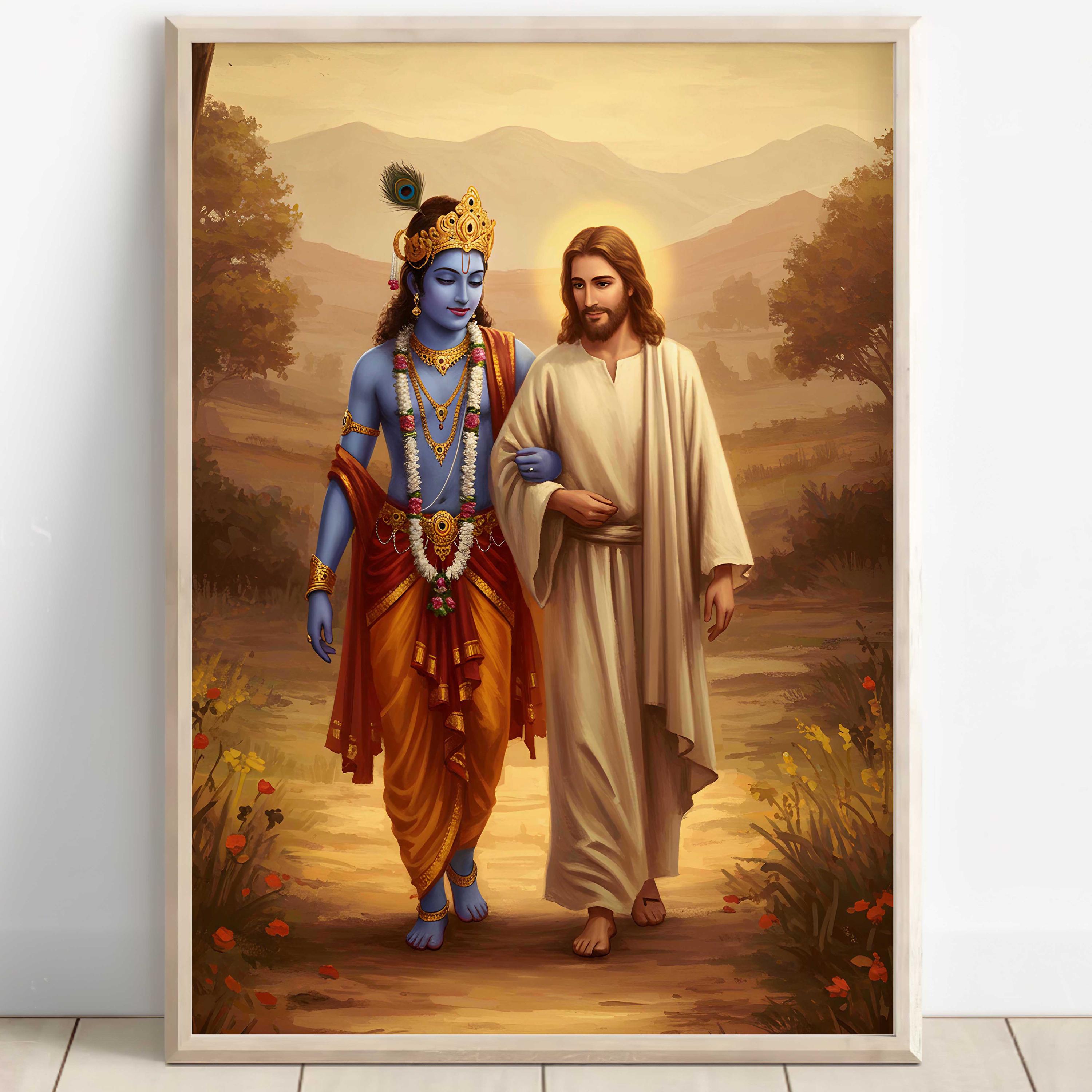 Lord Krishna Meets With Jesus Christ, Jesus Walking Along With Krishna ...