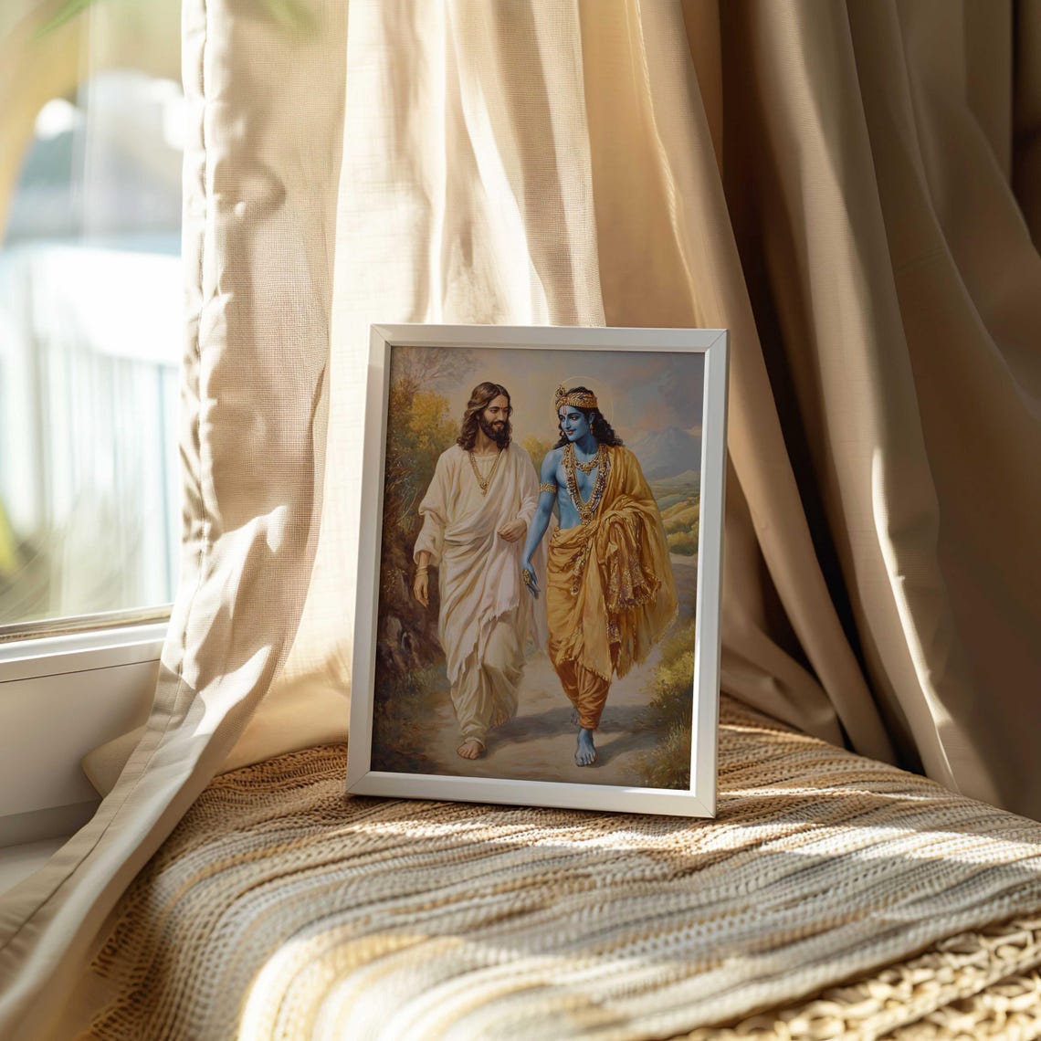 Lord Krishna Meets With Jesus Christ, Jesus Walking Along With Krishna ...