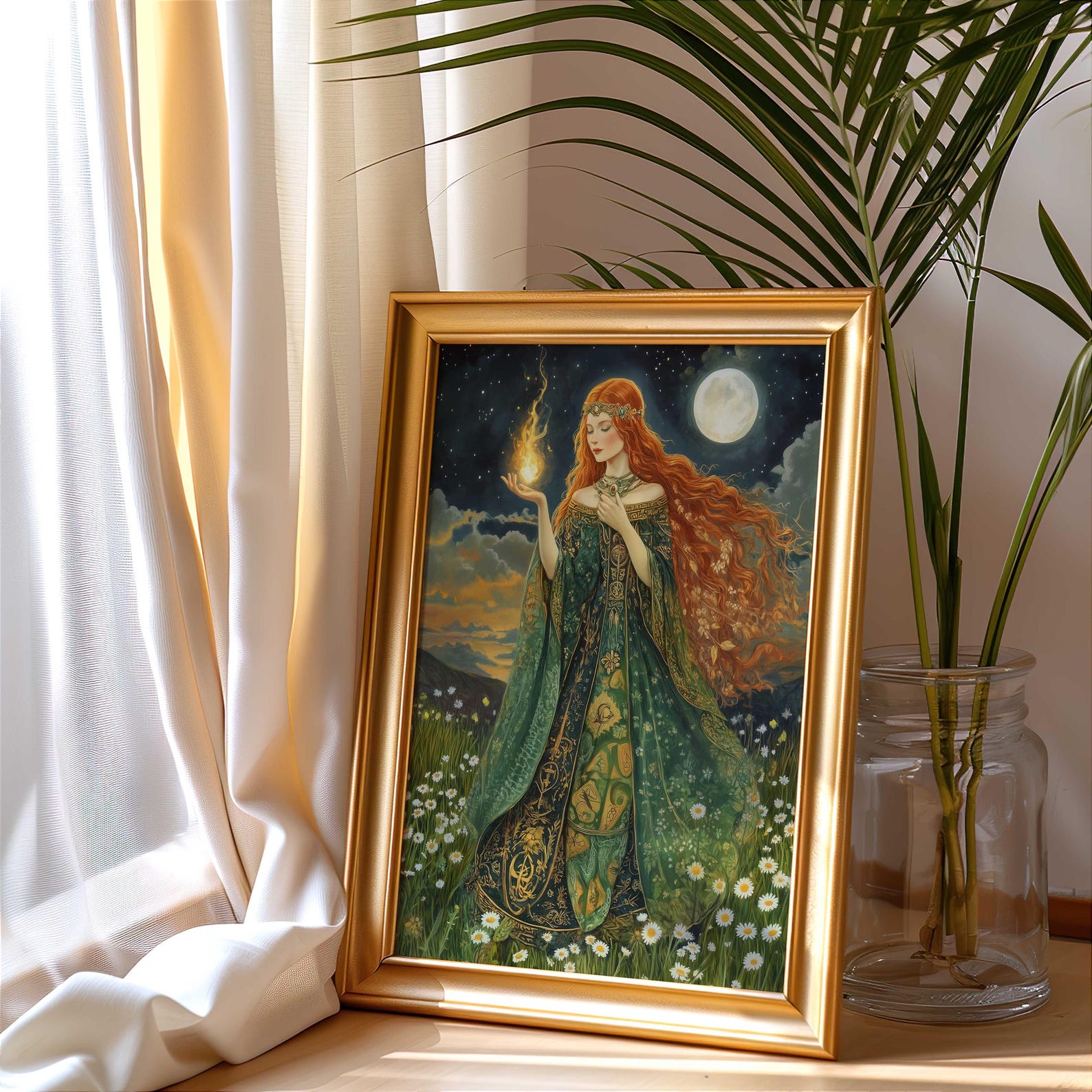 Brigid Celtic Goddess Wall Art, Irish Mythology Print, Goddess of Fire ...
