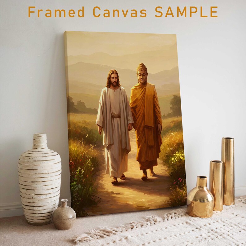 Lord Buddha Walking With Jesus Christ, Jesus Along With Buddha ...