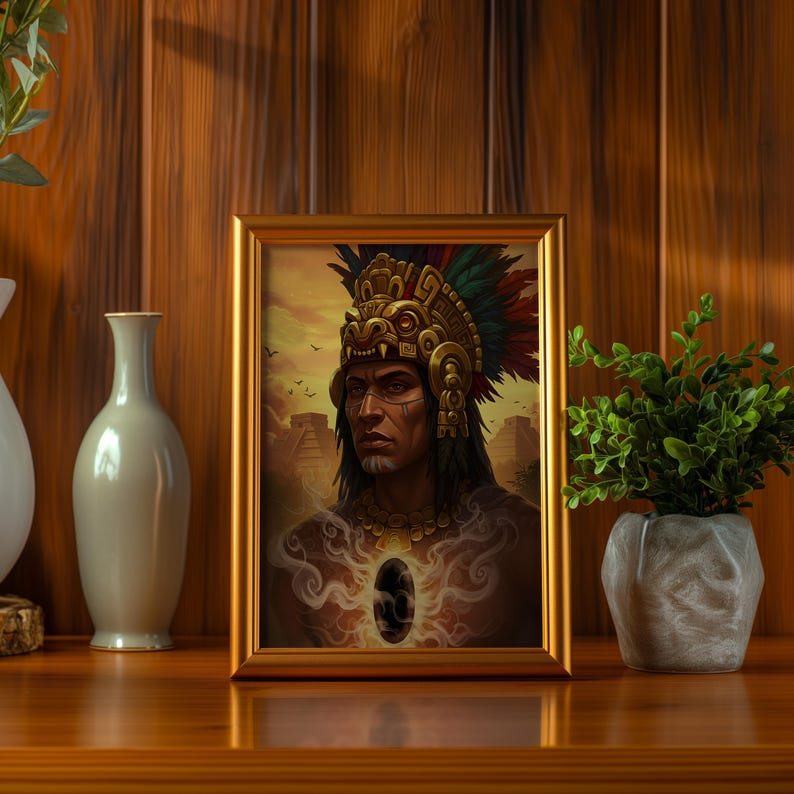 Aztec Wall Art, Tezcatlipoca Art, Aztec God of Night Decor, Aztec ...