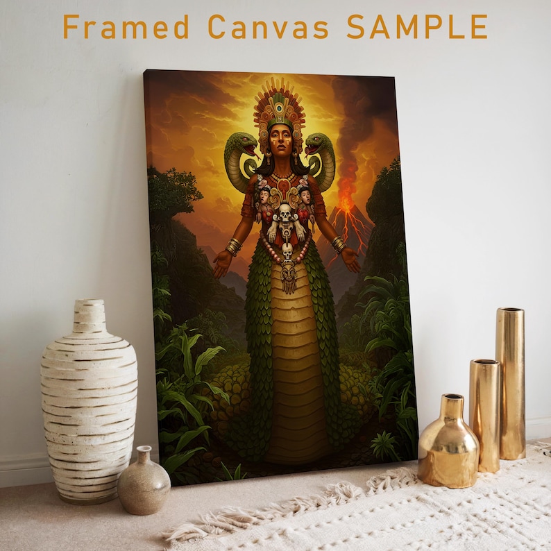 Aztec Wall Art, Coatlicue Art, Aztec Goddess of Earth Decor, Aztec ...
