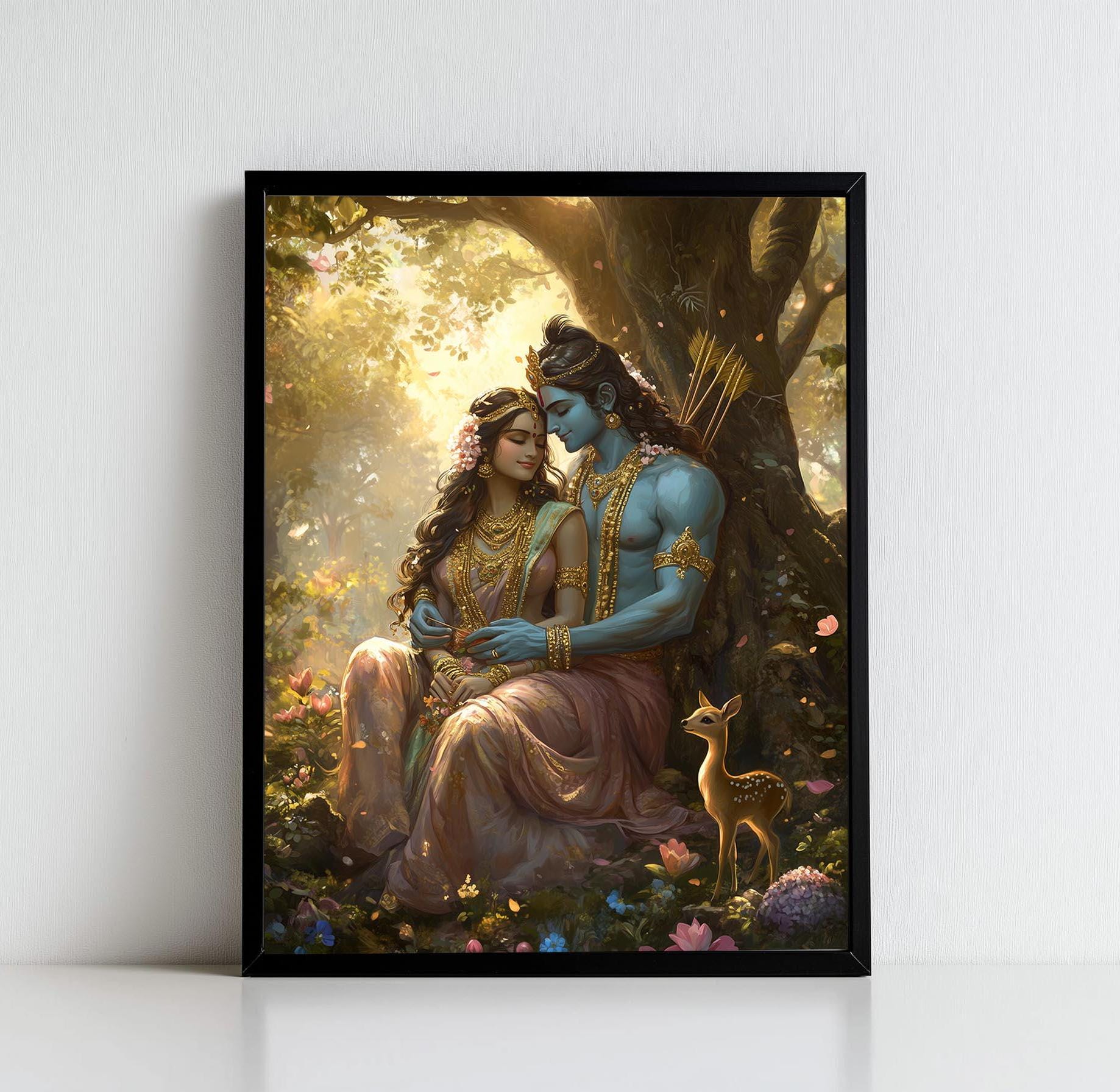 Ram and Sita, Lord Rama, Hindu God Wall Art, Ram, Rama, Indian God ...