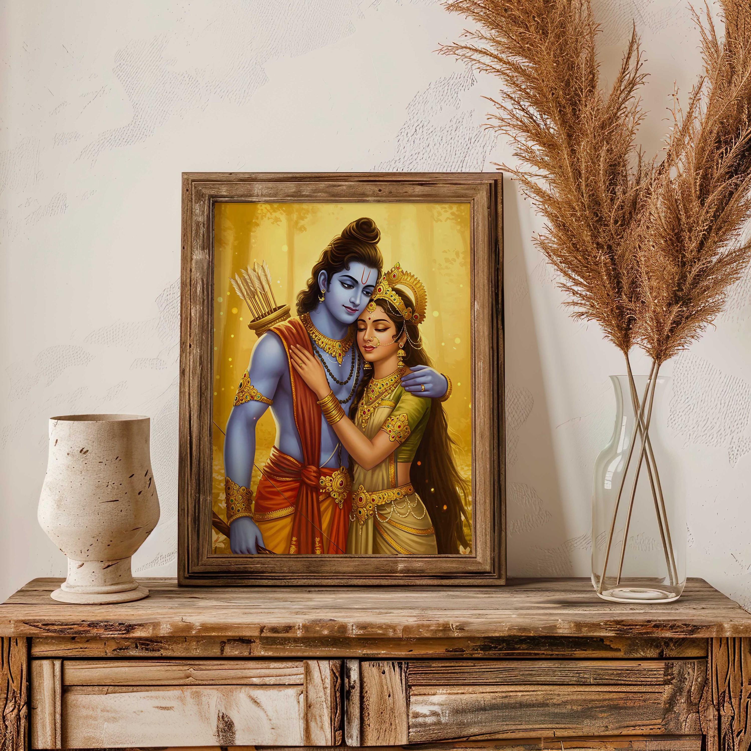 Ram and Sita, Lord Rama, Hindu God Wall Art, Ram, Rama, Indian God ...