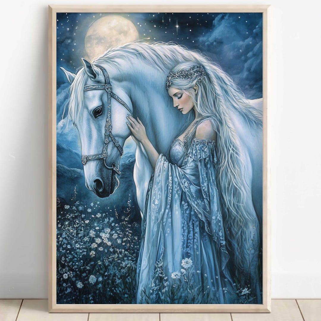 Rhiannon Celtic Goddess Wall Art, Welsh Mythology Print, Goddess of ...