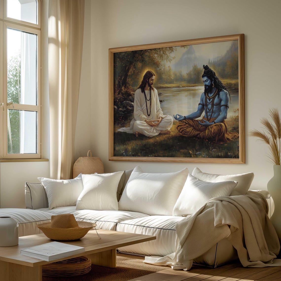 Lord Shiva Meditating With Jesus Christ, Jesus Meditating Along With ...