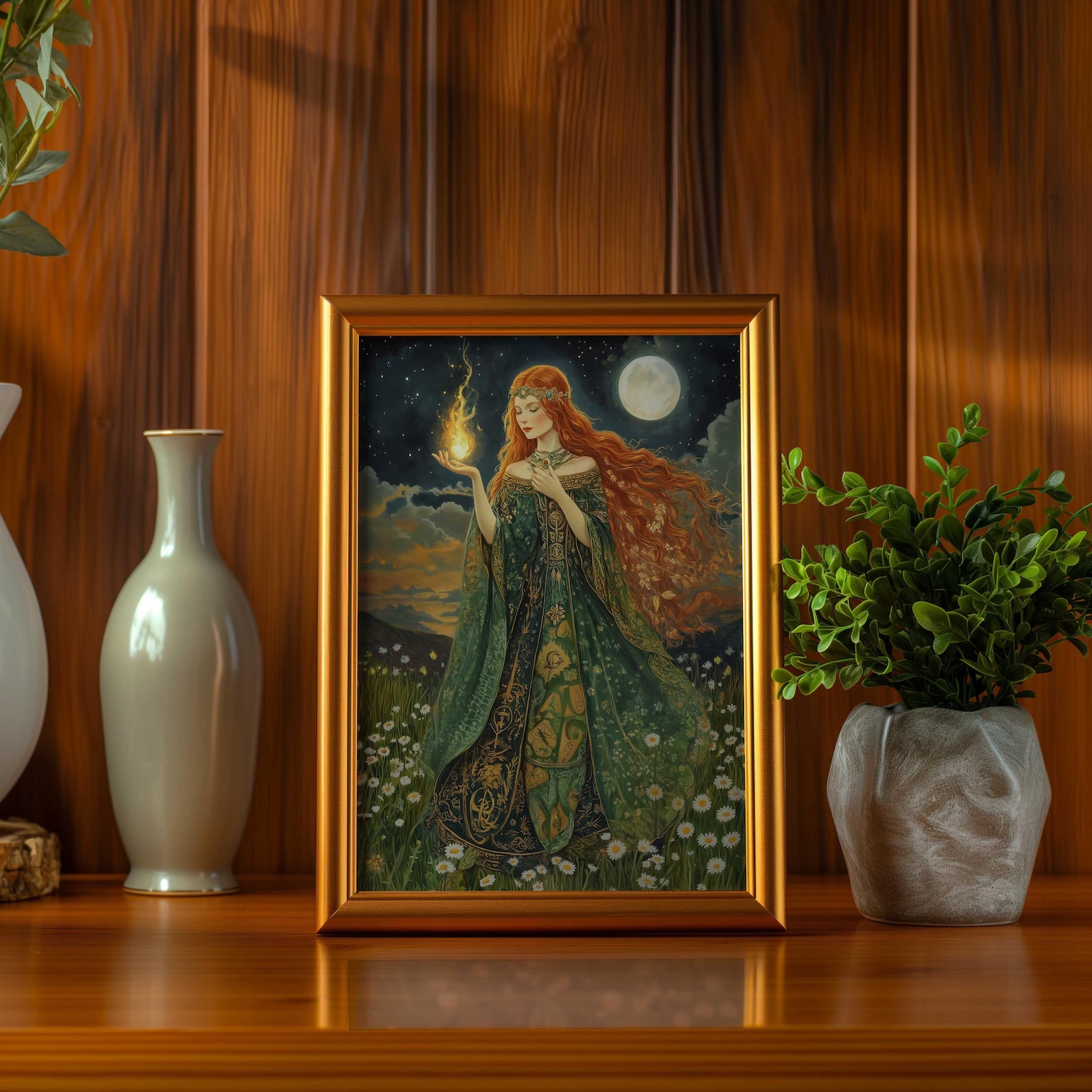 Brigid Celtic Goddess Wall Art, Irish Mythology Print, Goddess of Fire ...
