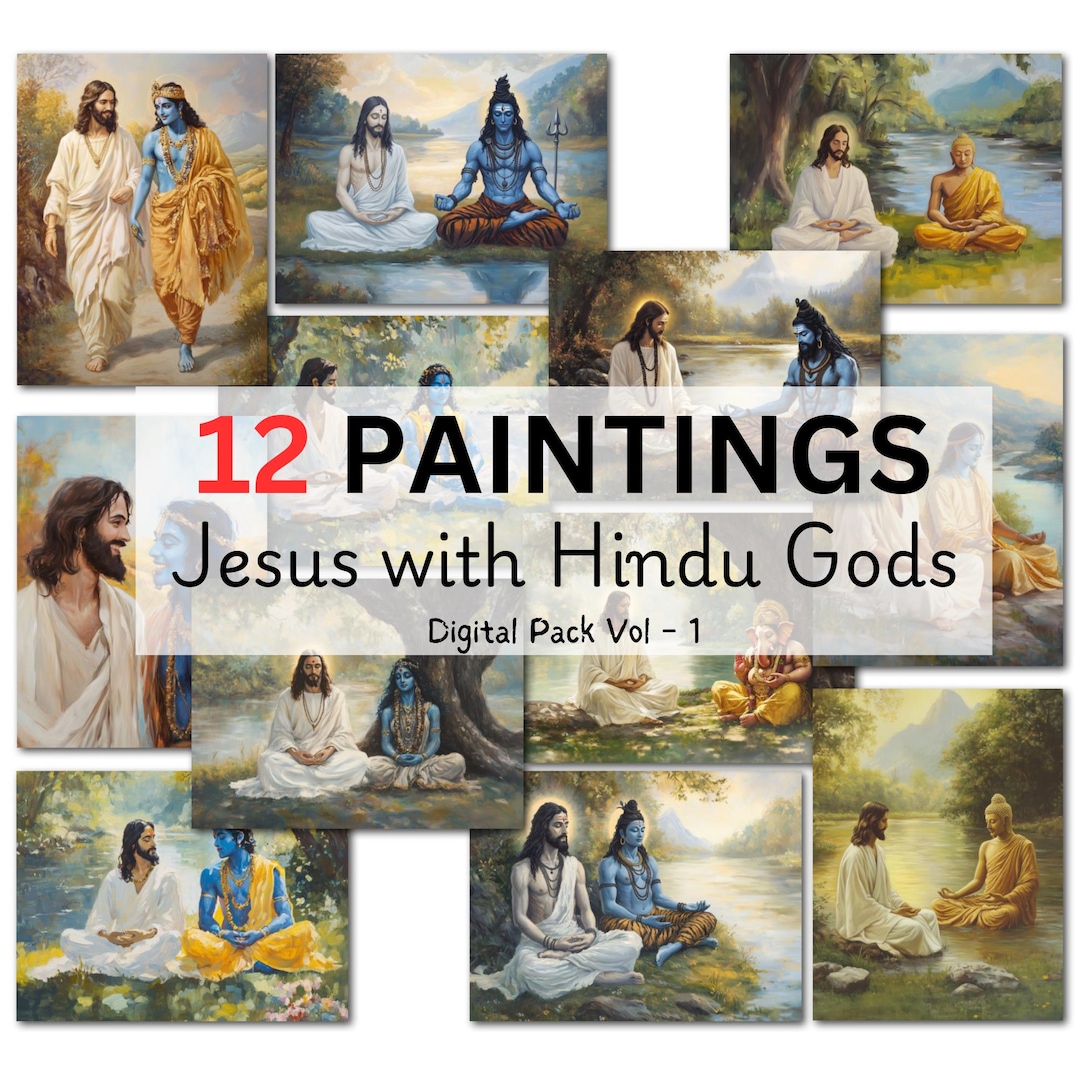 12 Jesus With Hindu Gods Paintings Digital Pack Vol 1, Jesus With ...