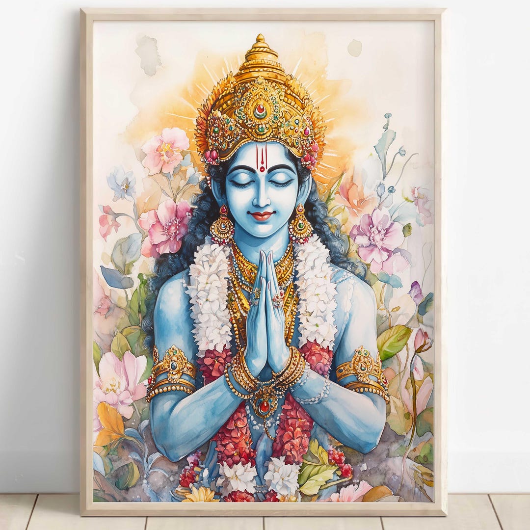 Vishnu Art, Hindu God Wall Art, VISHNU, Indian God, Lord Narayana ...