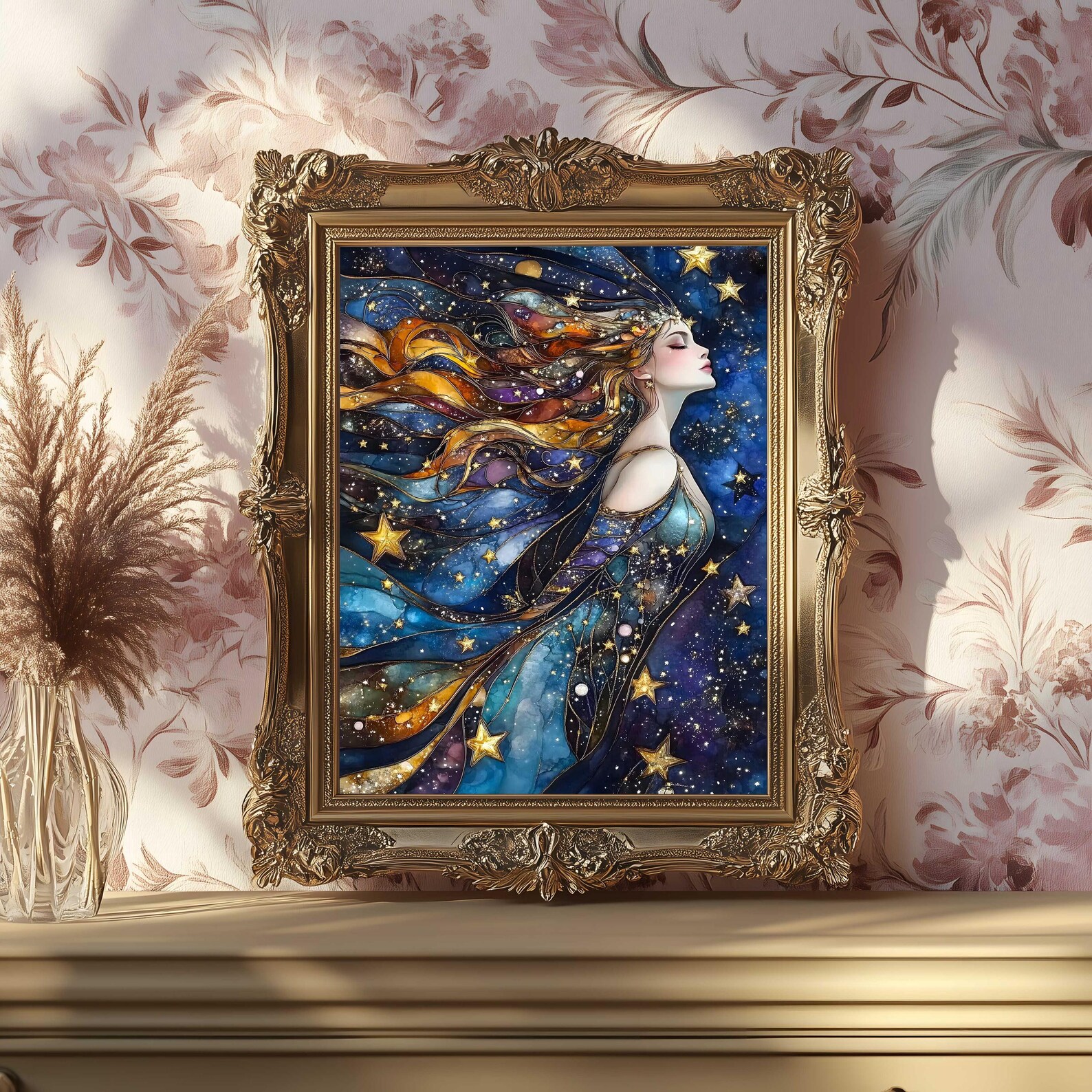 Asteria Wall Art, Greek Goddess of Stars, Art Nouveau Decor, Mythology ...