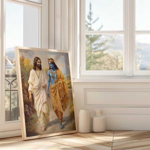 Lord Krishna Meets With Jesus Christ, Jesus Walking Along With Krishna ...