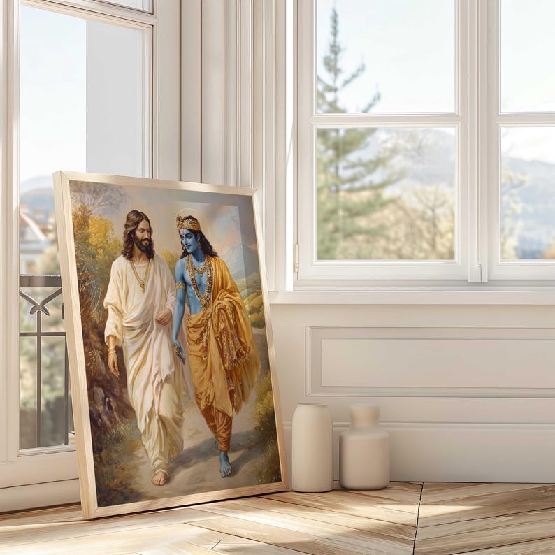 Lord Krishna Meets With Jesus Christ, Jesus Walking Along With Krishna ...