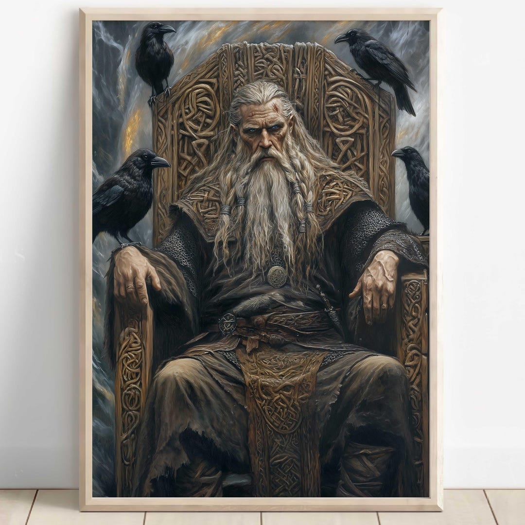 Odin Wall Art, Norse Mythology Decor, Viking God Artwork, All-father ...