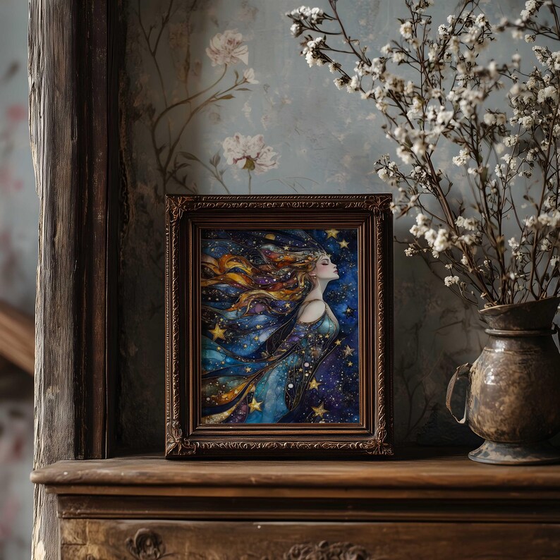 Asteria Wall Art, Greek Goddess of Stars, Art Nouveau Decor, Mythology ...