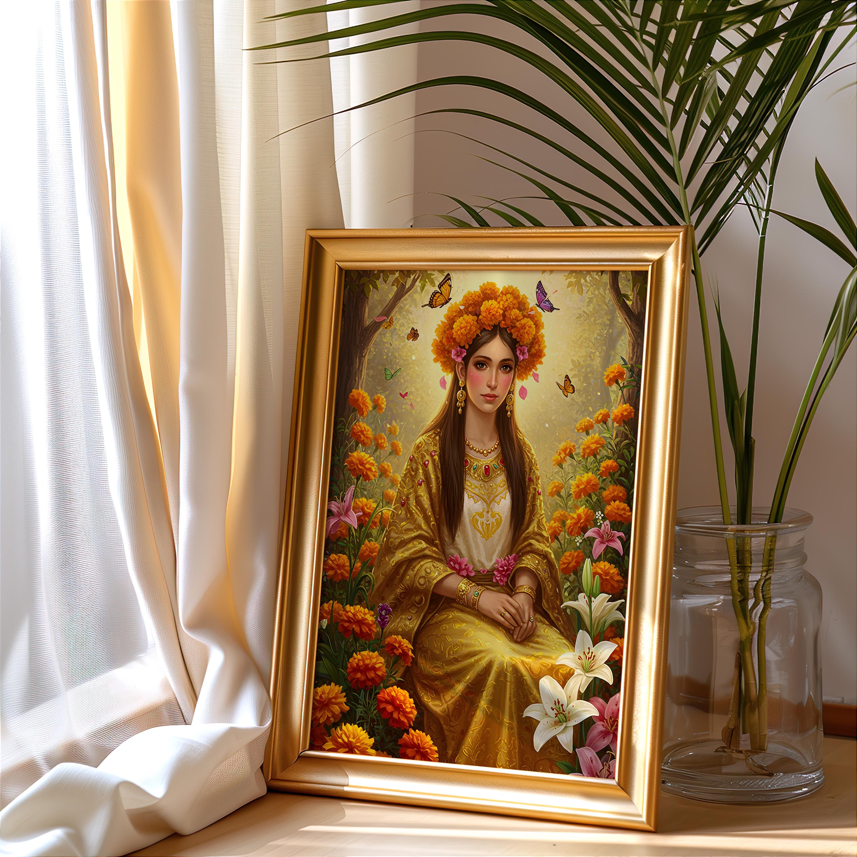 Aztec Wall Art, Xochiquetzal Art, Aztec Goddess of Beauty Decor, Aztec ...