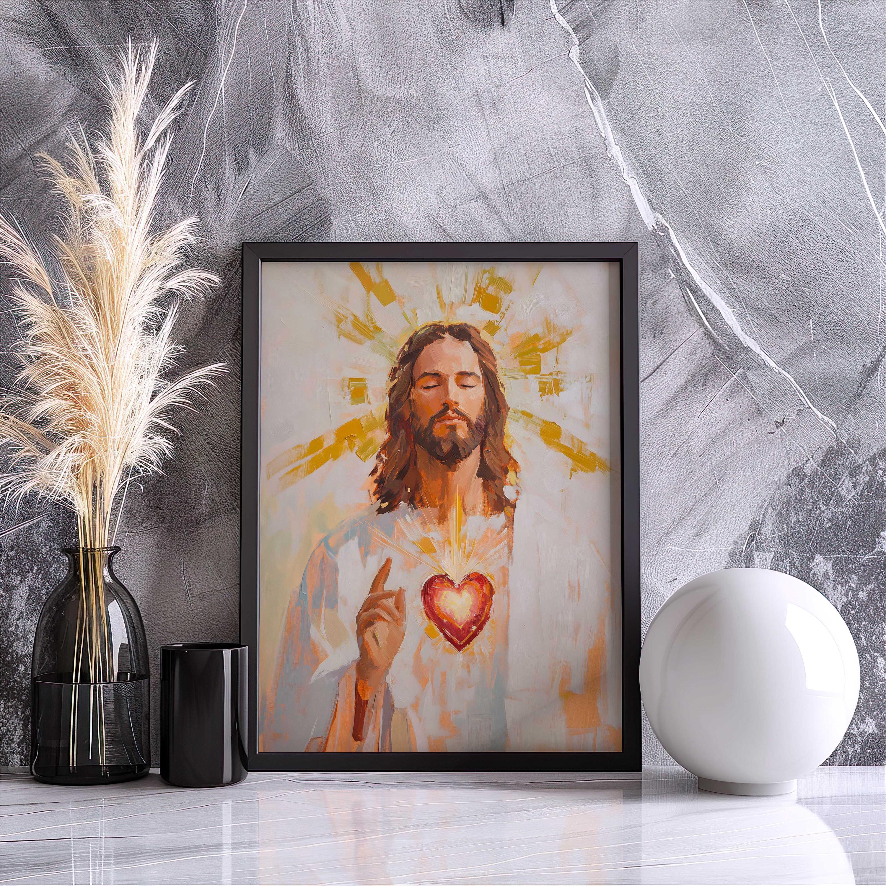 Christian Art, Sacred Heart of Jesus, Jesus Will Save You, Modern ...
