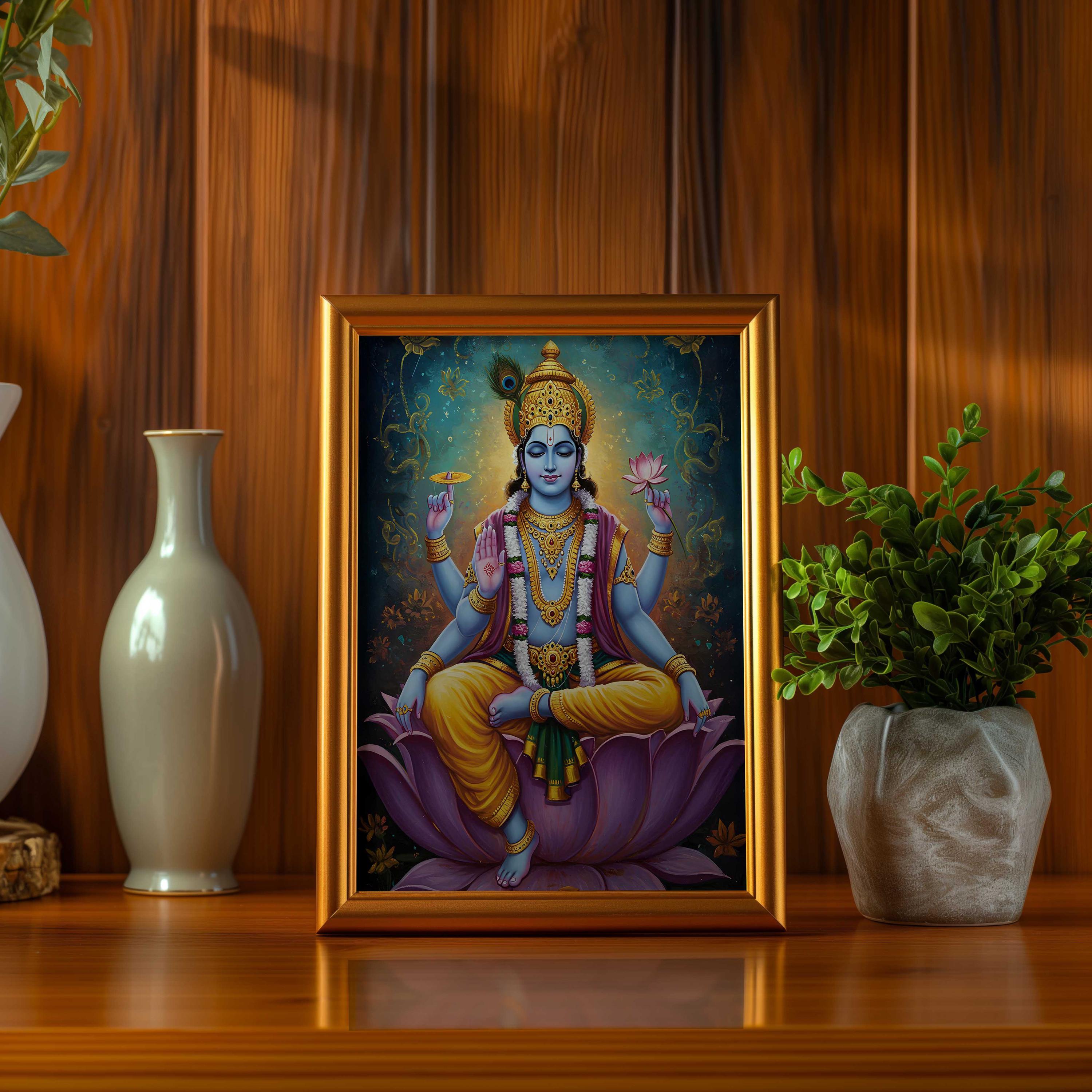 Vishnu Art, Hindu God Wall Art, VISHNU, Indian God, Lord Narayana ...