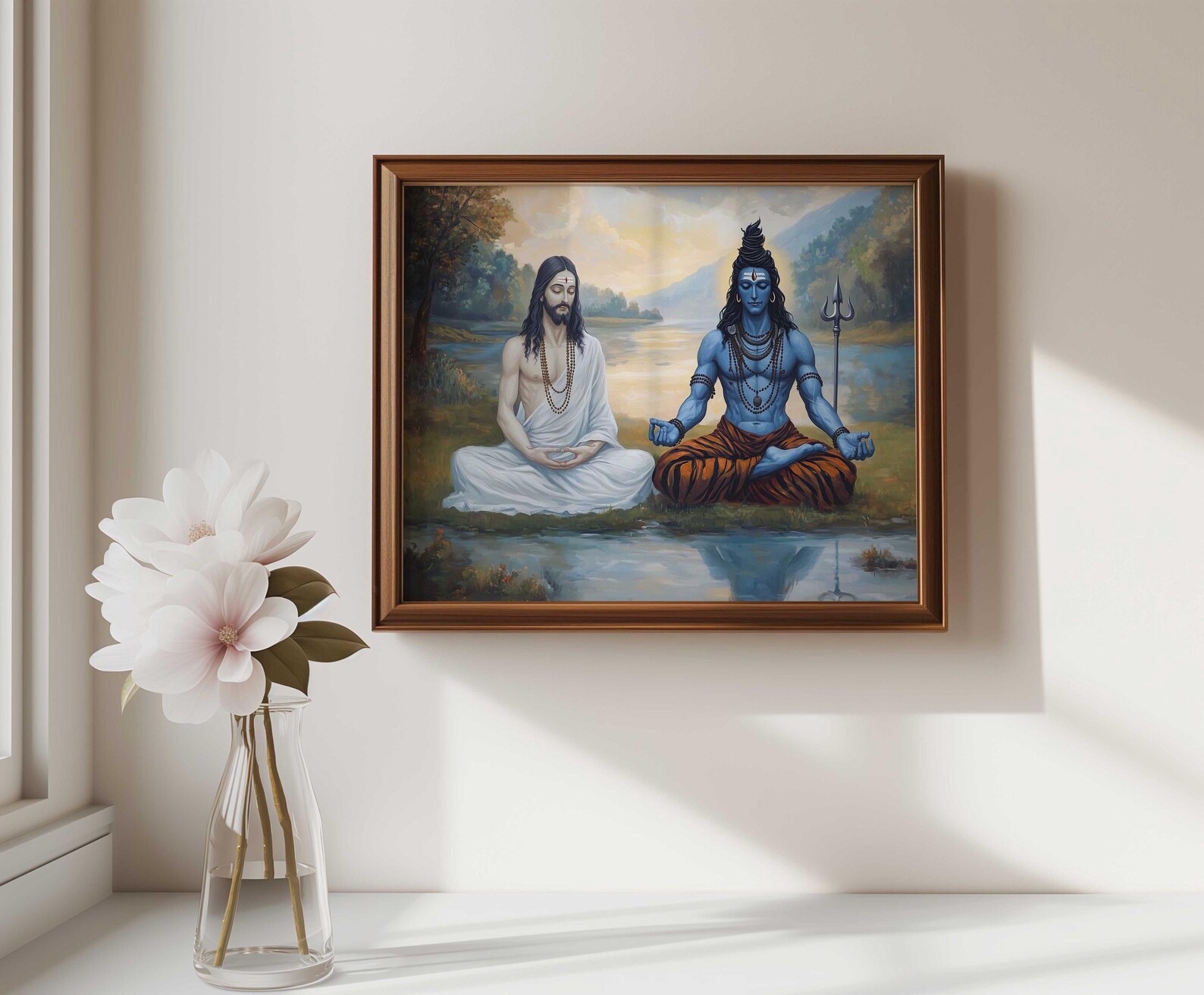 Lord Shiva Meditating With Jesus Christ, Jesus Meditating Along With ...