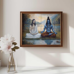 Lord Shiva Meditating With Jesus Christ, Jesus Meditating Along With ...