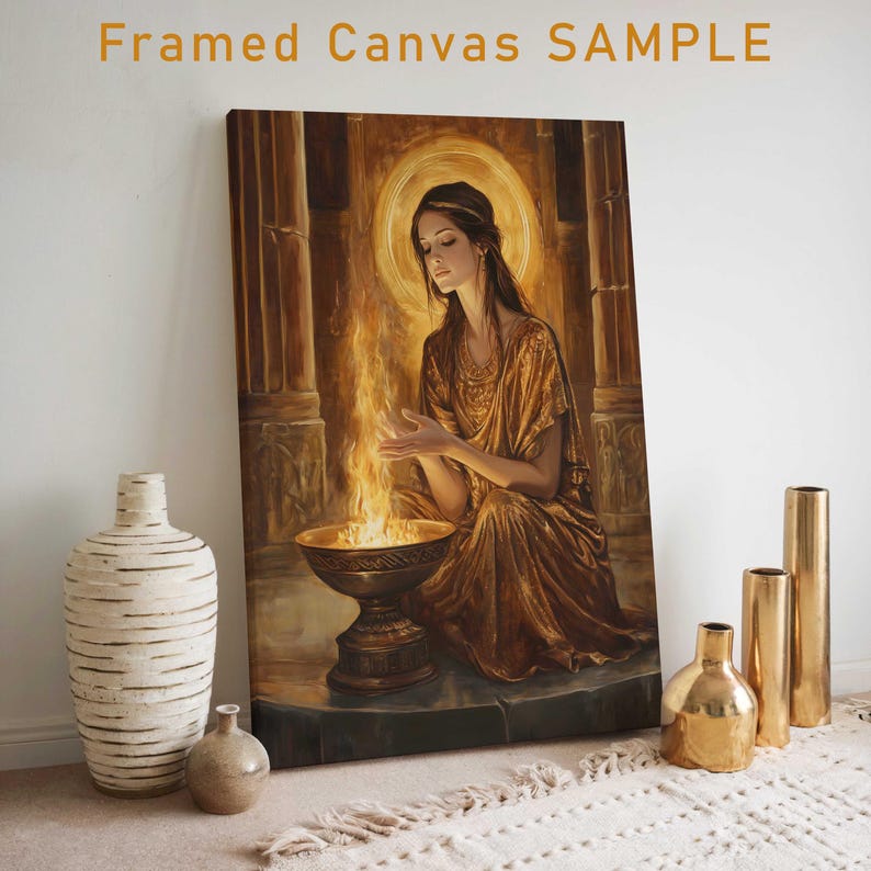 Hestia Wall Art, Greek Goddess of Home and Hearth, Hestia Canvas, Greek ...