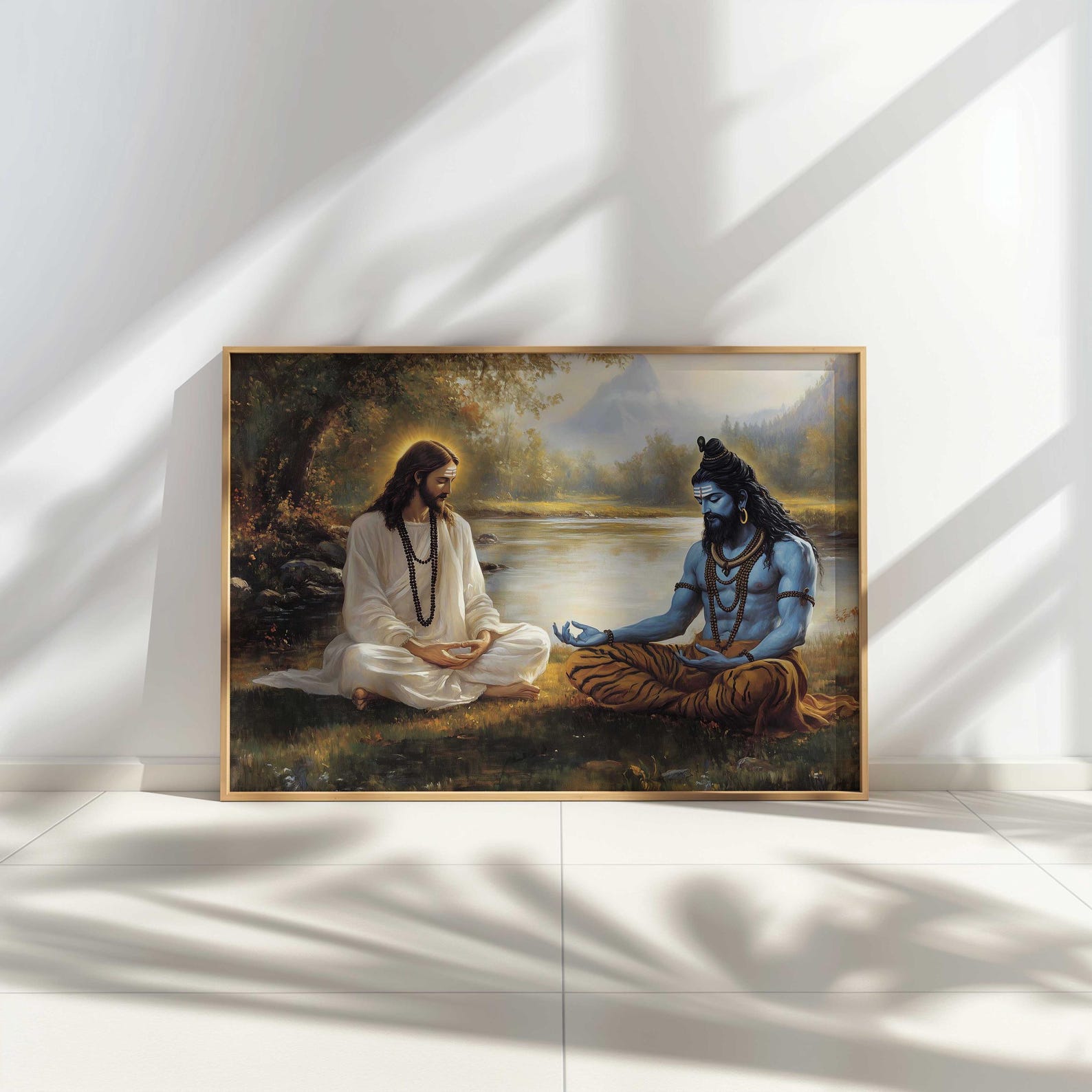 Lord Shiva Meditating With Jesus Christ, Jesus Meditating Along With ...