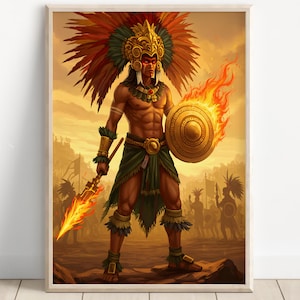 Aztec Wall Art, Tonatiuh Art, Aztec Sun God Decor, Aztec Mythology ...