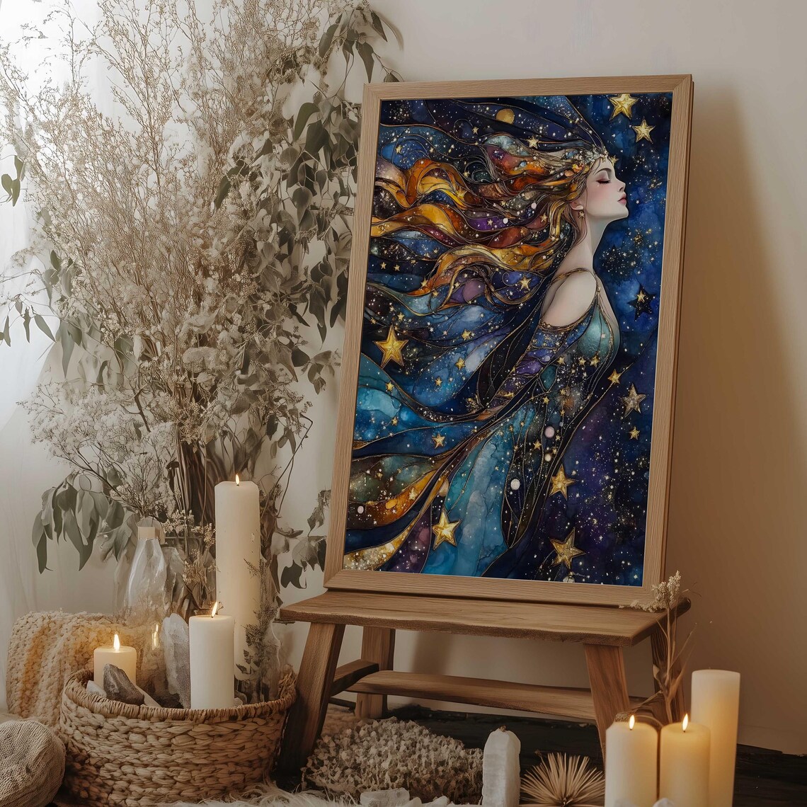 Asteria Wall Art, Greek Goddess of Stars, Art Nouveau Decor, Mythology ...