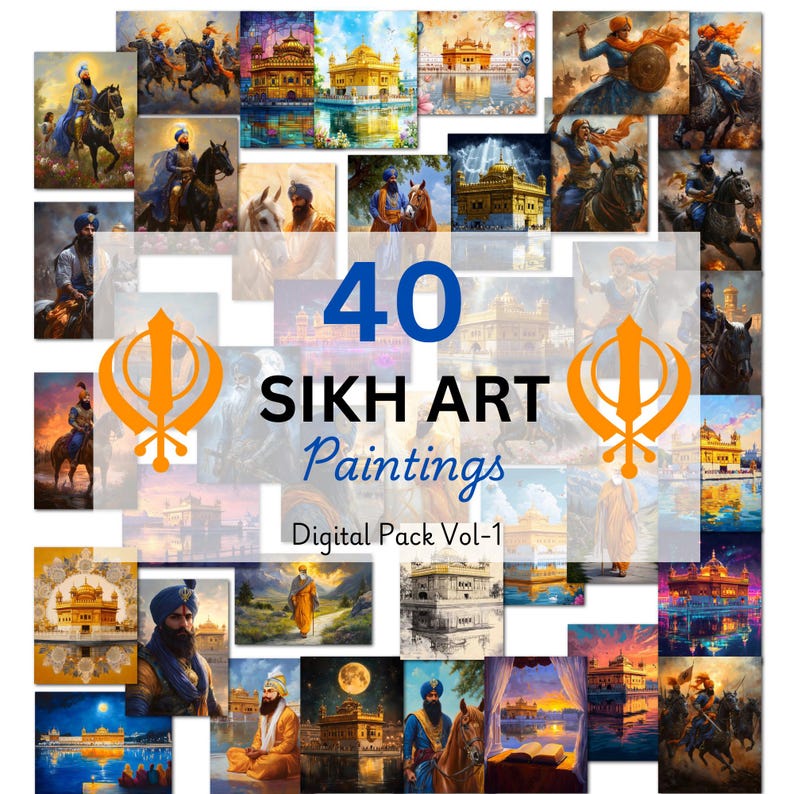 40 Sikh Art Paintings Pack, Sri Harmandir Sahib, Golden Temple, Guru ...