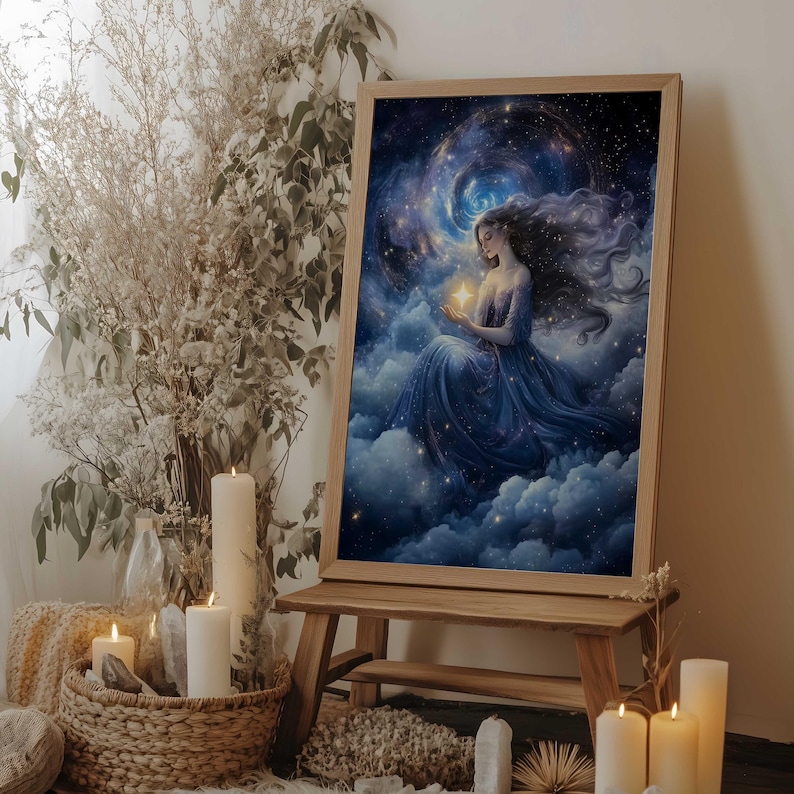 Asteria Wall Art, Greek Goddess of Stars, Art Nouveau Decor, Mythology ...
