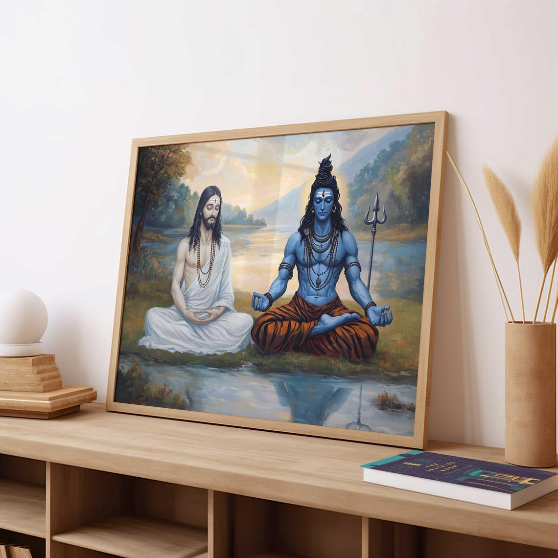 Lord Shiva Meditating With Jesus Christ, Jesus Meditating Along With ...