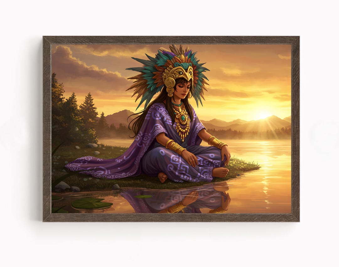 Aztec Wall Art, Chalchiuhtlicue Art, Aztec Goddess of Water Decor ...