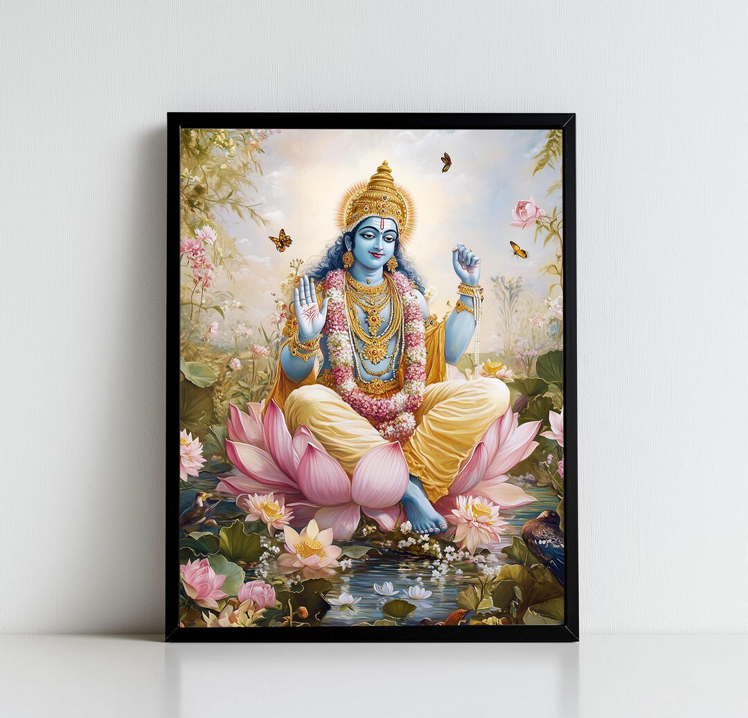 Vishnu Art, Hindu God Wall Art, VISHNU, Indian God, Lord Narayana ...