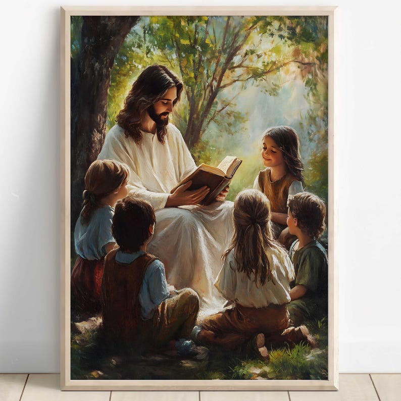 Christian Art, Jesus Christ Reading Bible, Christ With Kids, Modern ...