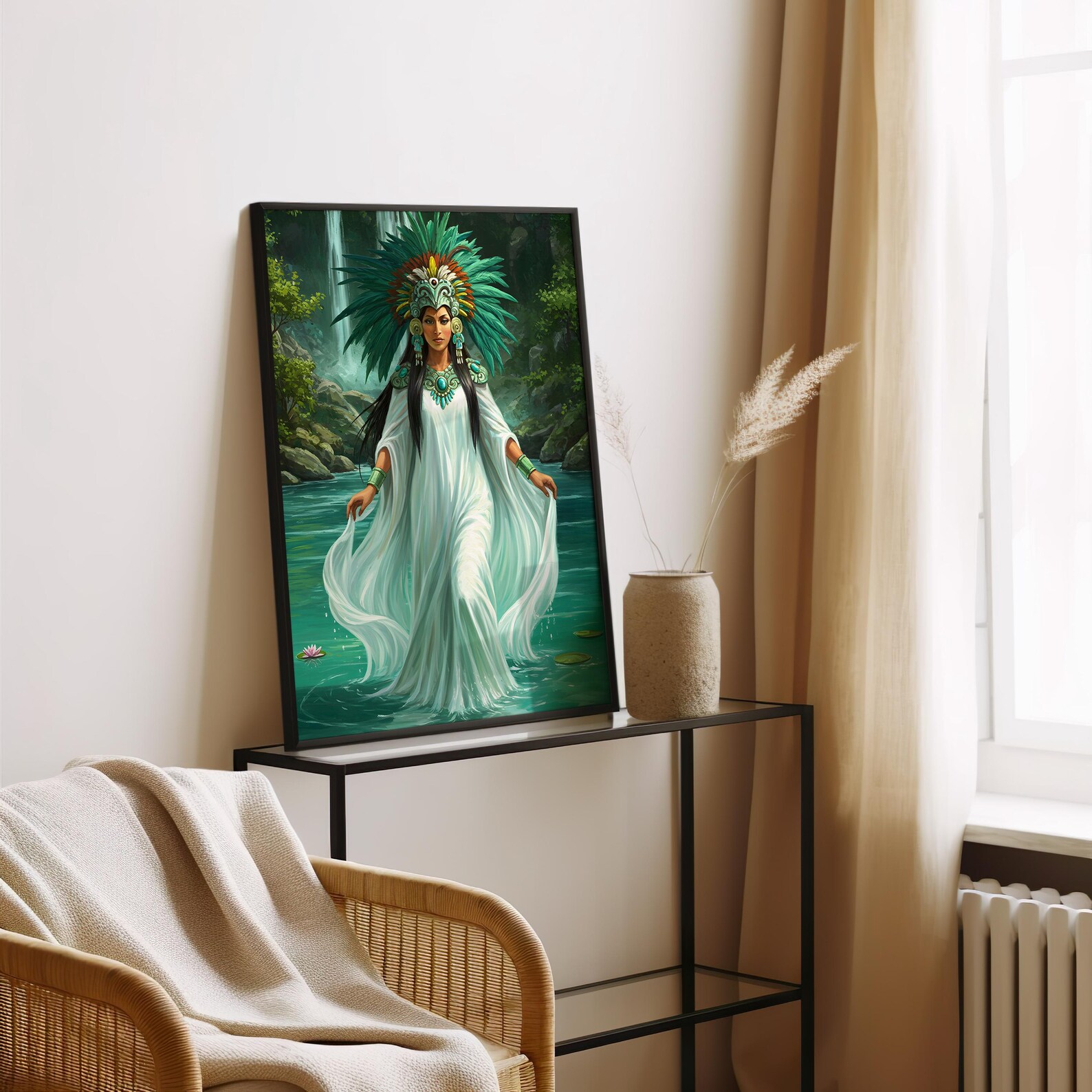 Aztec Wall Art, Chalchiuhtlicue Art, Aztec Goddess of Water Decor ...