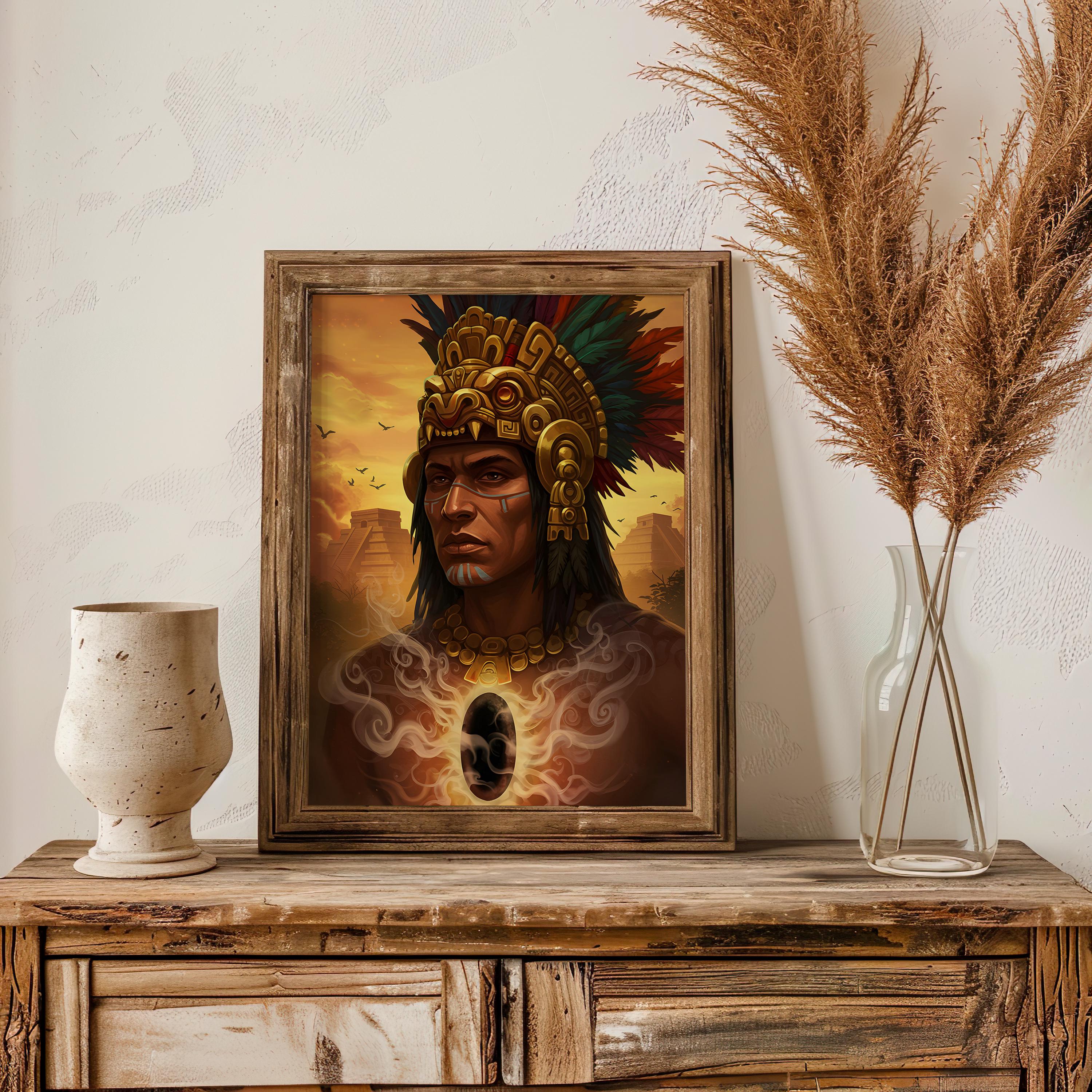 Aztec Wall Art, Tezcatlipoca Art, Aztec God of Night Decor, Aztec ...