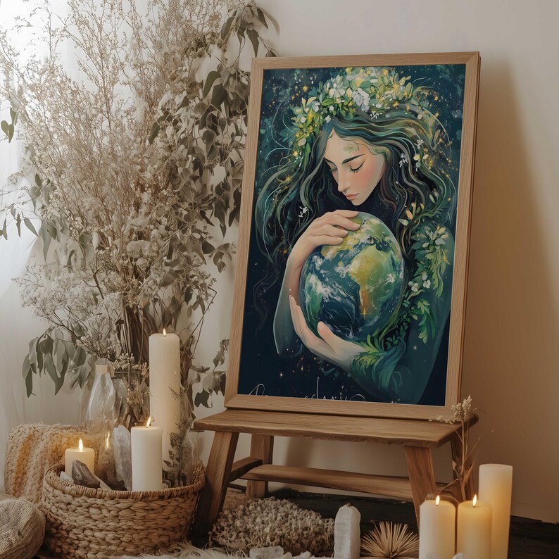 Gaia Wall Art, Greek Goddess of Earth, Nouveau Inspired Decor, Divine ...