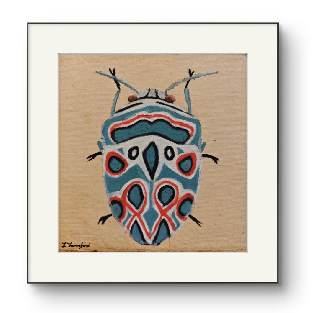 Oil Pastel Drawing of a Picasso Bug on Handmade Cotton Paper With ...