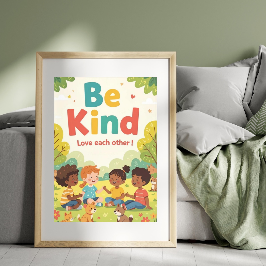 Be Kind Love Each Other Printable Wall Art for Kids - Educational ...