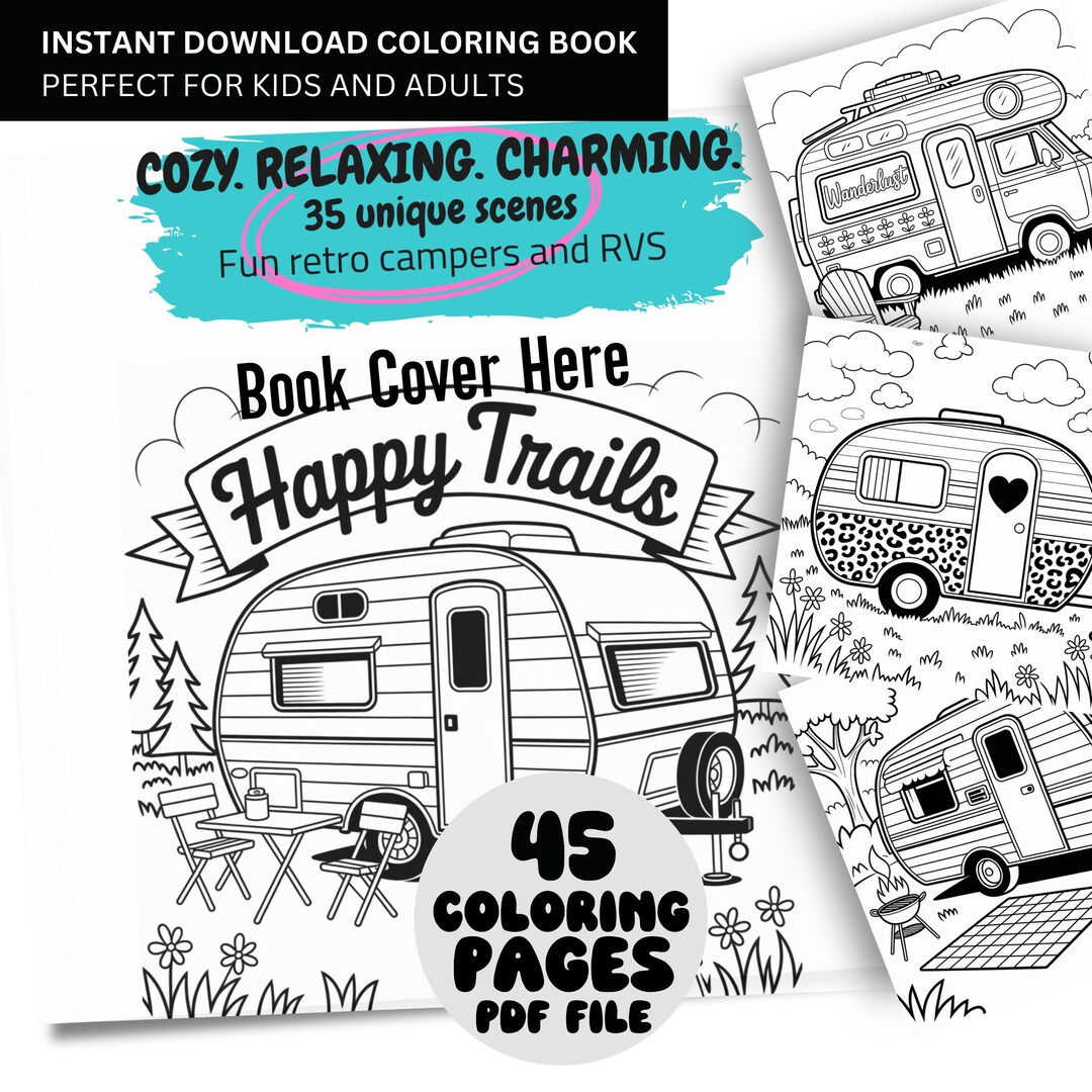 Retro Campers 35 Coloring Page Bundle - Etsy