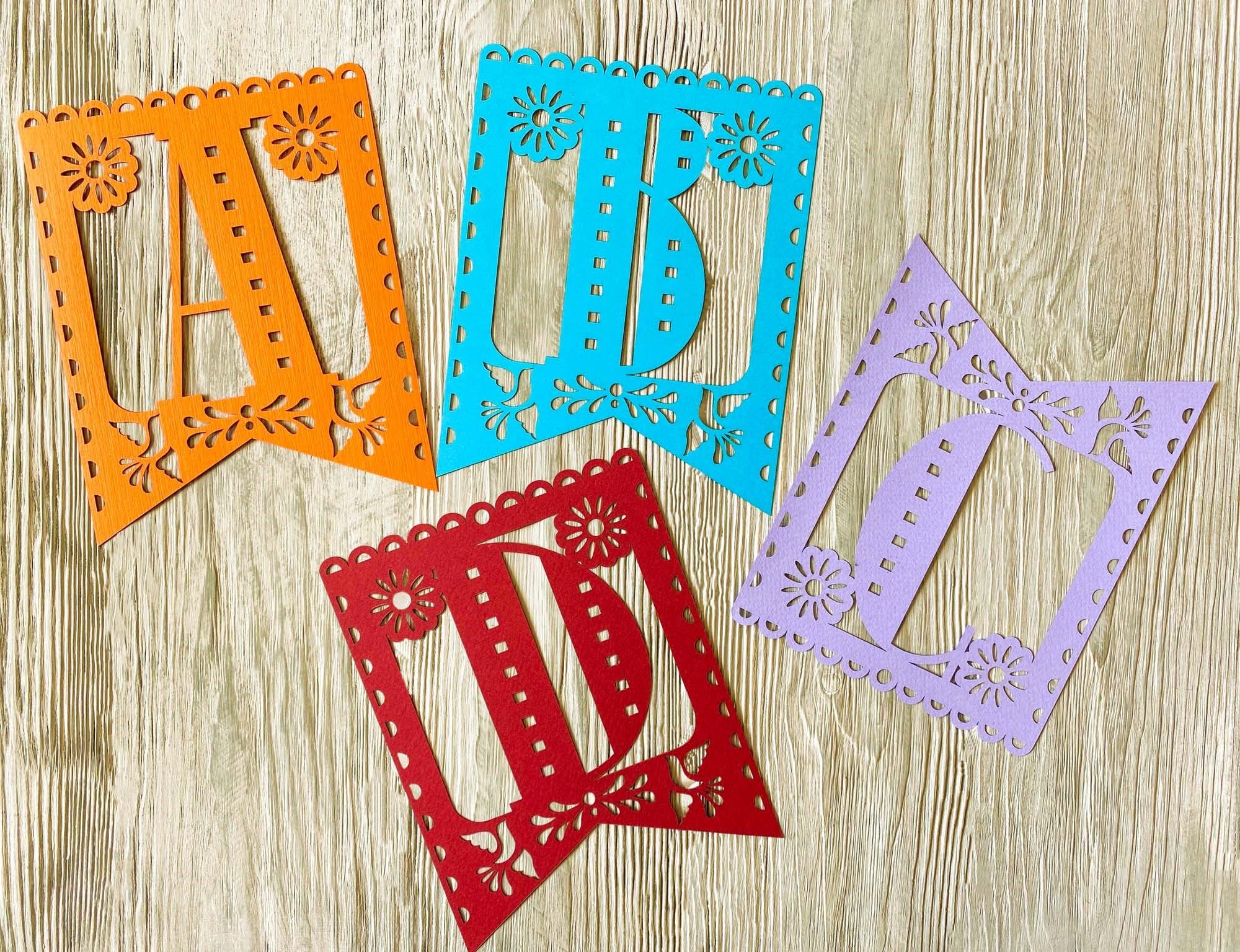 Mexican Papel Picado Alphabet Banner Svg Cricut Template Bunting Flags ...