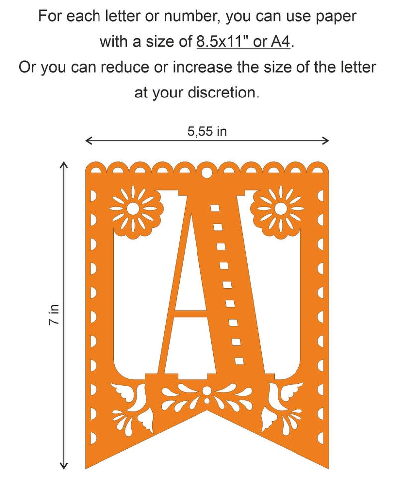 Mexican Papel Picado Alphabet Banner Svg Cricut Template Bunting Flags ...