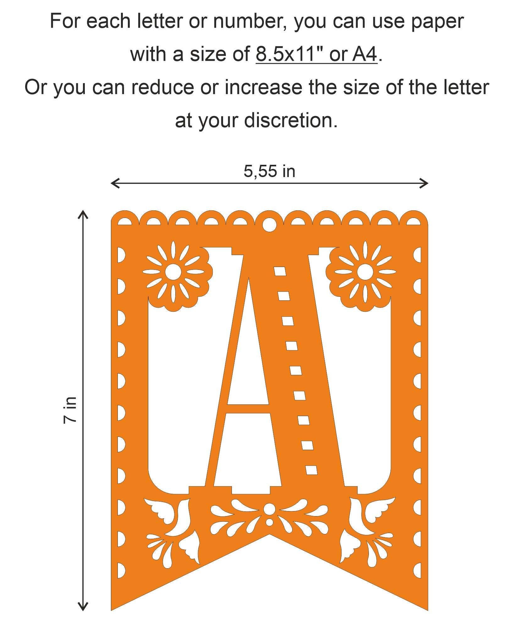 Mexican Papel Picado Alphabet Banner Svg Cricut Template Bunting Flags ...