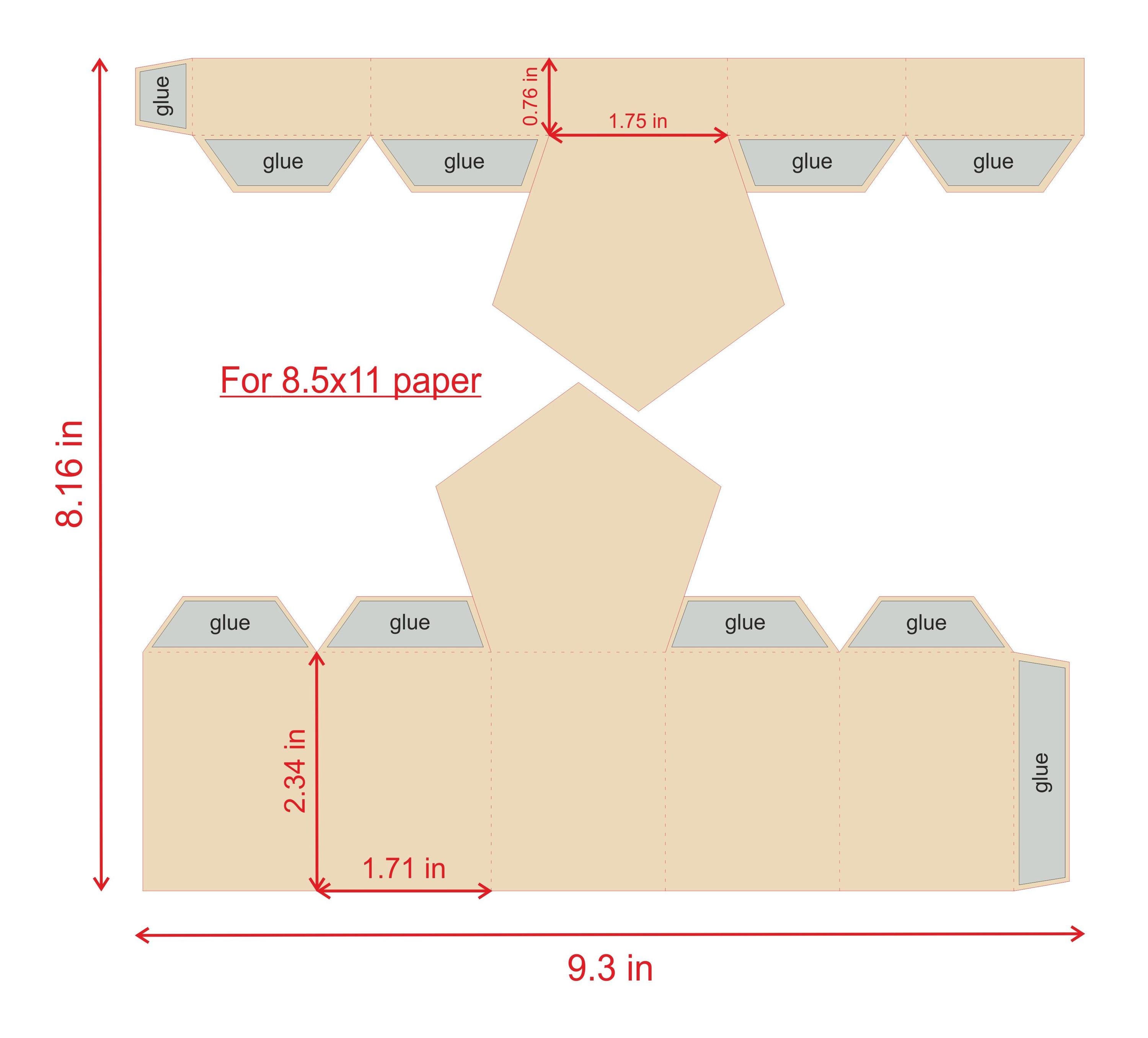 Svg Pentagonal Box Template With Lid, Wedding Storage Favor Box, Cricut ...