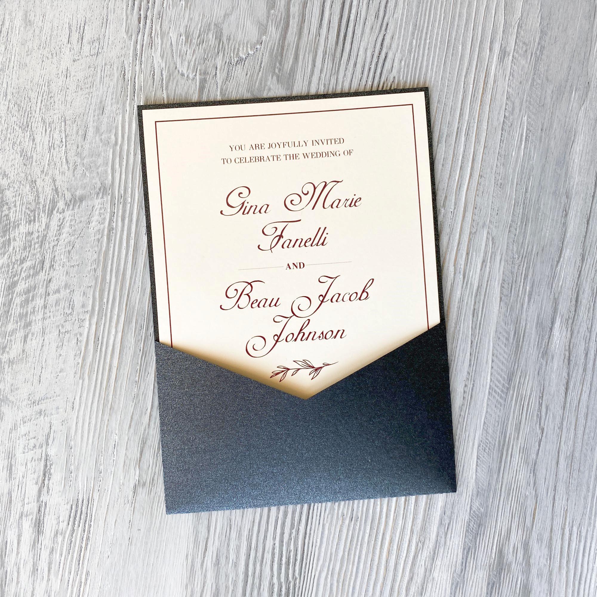 Svg Template of Single Panel Pocket Wedding Invitation 5x7 (cdr, Ai ...