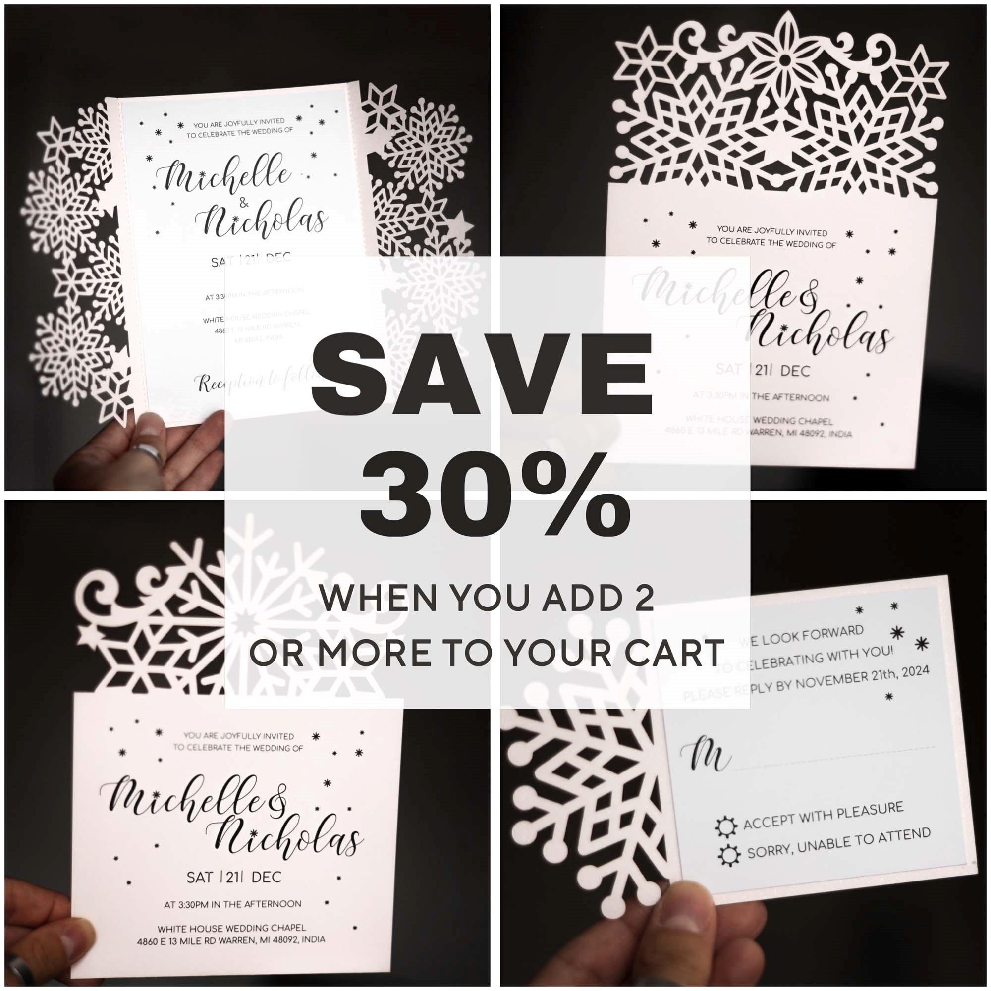 Snow Invitation Winter Template Svg, Menu Snowflake Invites, Cricut New ...