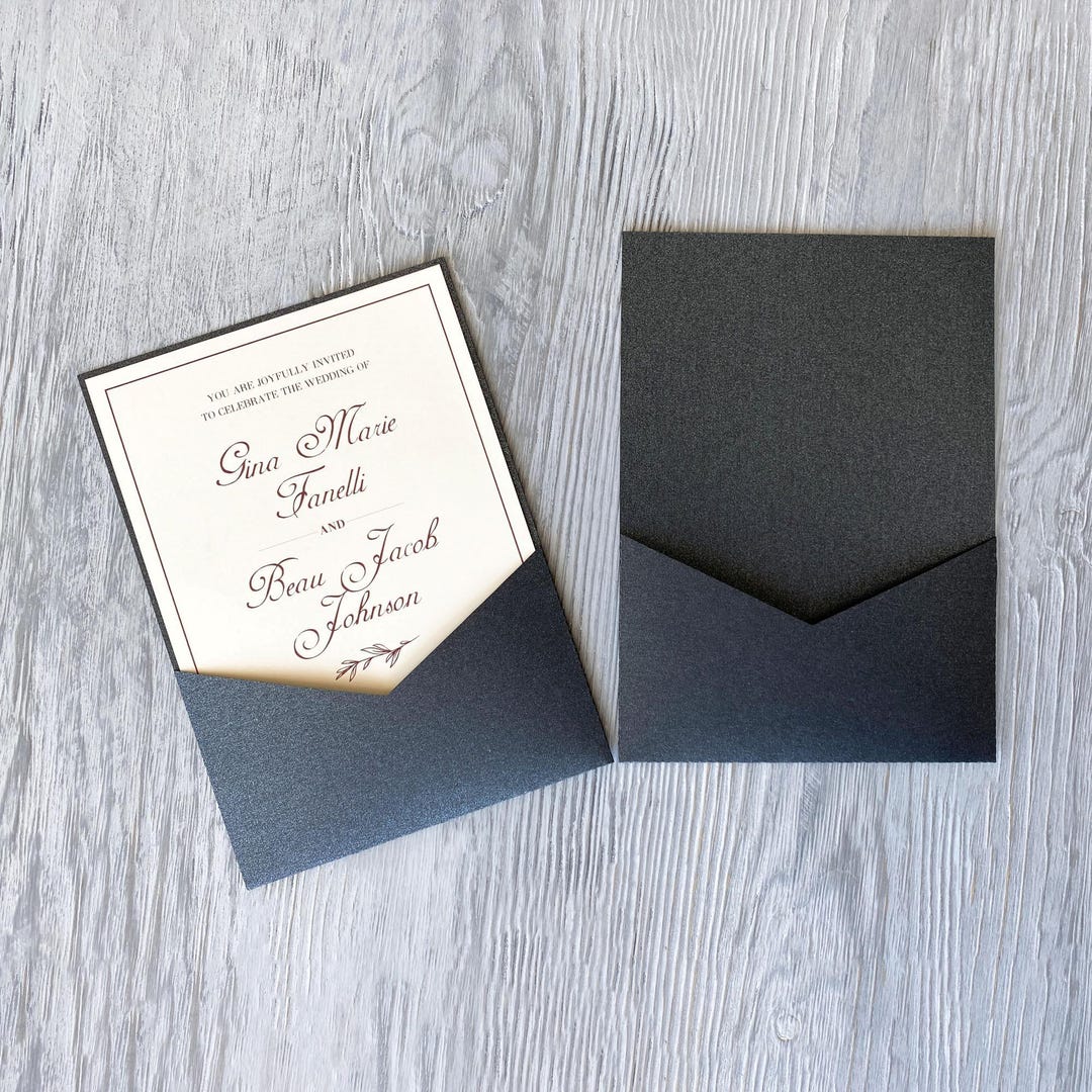 Svg Template of Single Panel Pocket Wedding Invitation 5x7 (cdr, Ai ...