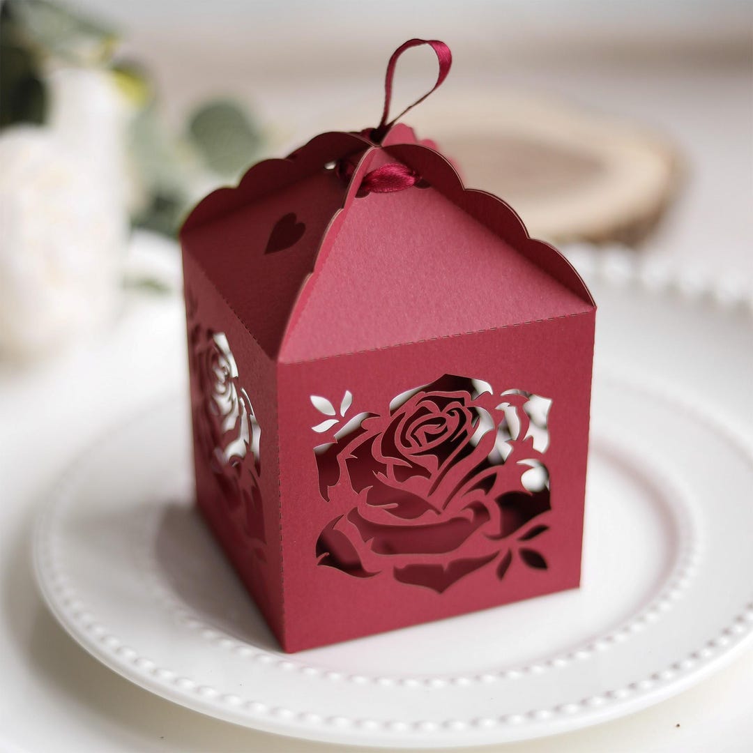 Cricut Favor Box With Roses Svg Digital Template, Wedding Heart Party ...