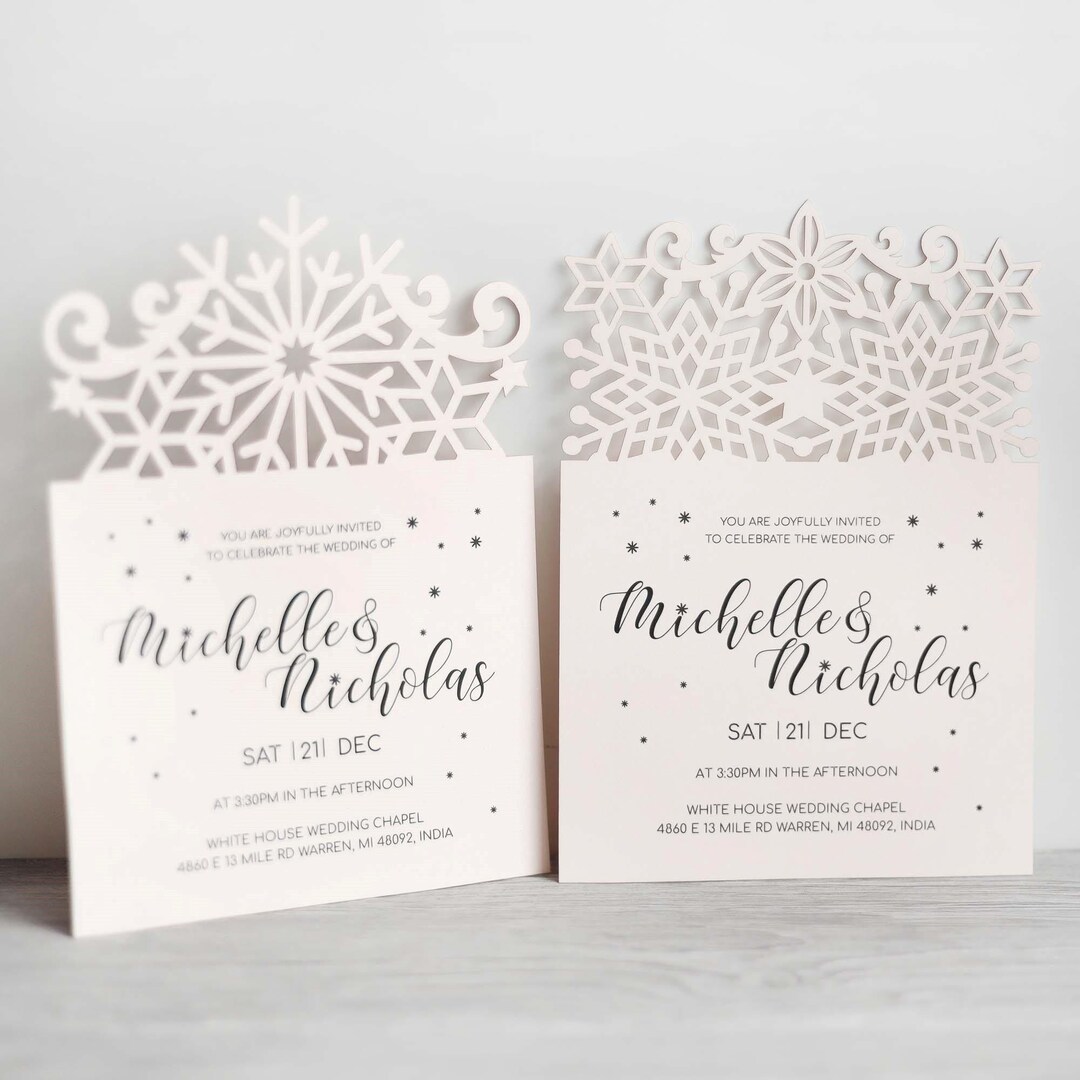 Snow Invitation Winter Template Svg, Menu Snowflake Invites, Cricut New ...
