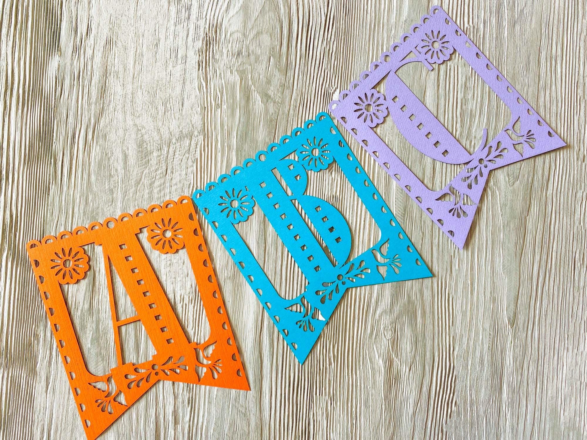 Mexican Papel Picado Alphabet Banner Svg Cricut Template Bunting Flags ...